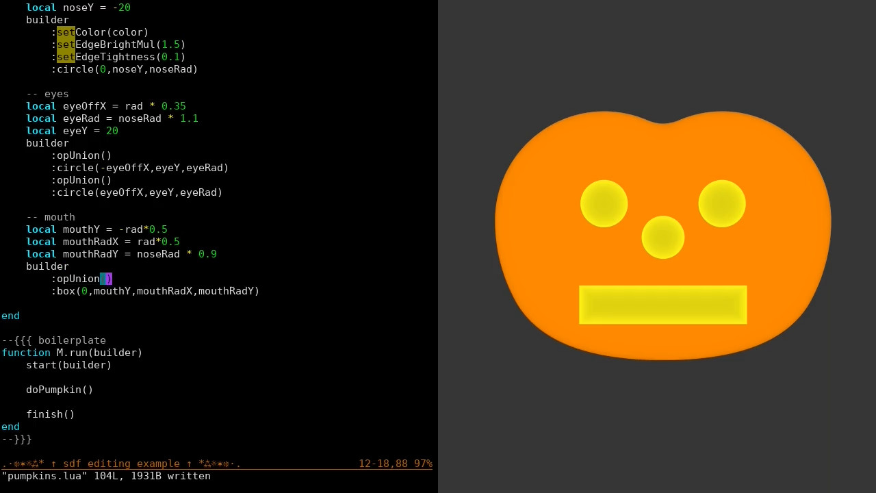 Summary of "SDF Pumpkins" video.